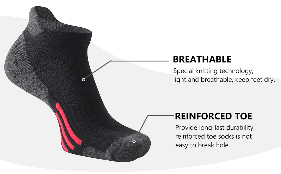 TJOY Unisex Ankle Athletic Running Socks Cushioned Breathable Low Cut ...