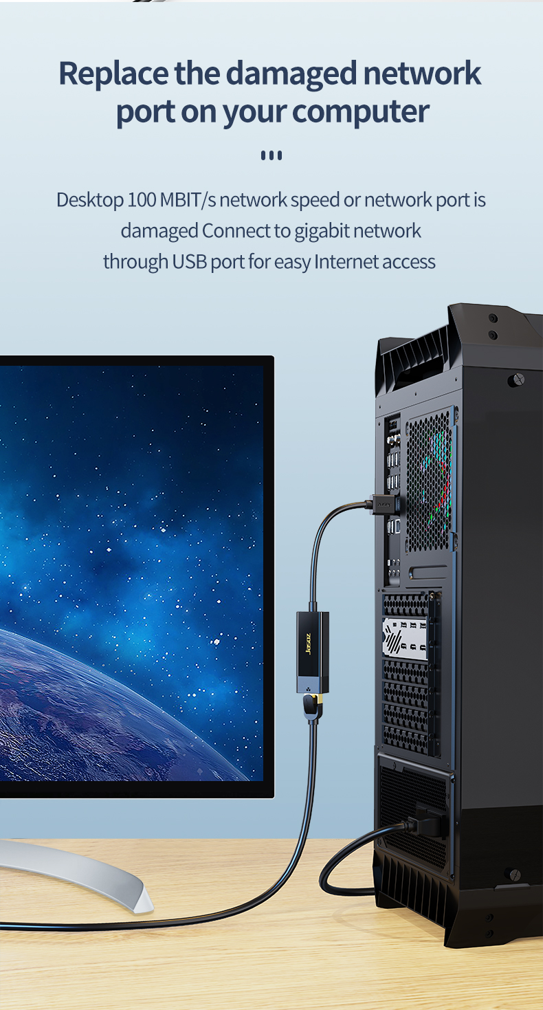 Jasoz USB to Lan Adapter USB 3.0 Network Ethernet 1000Mbps Adapter USB ...