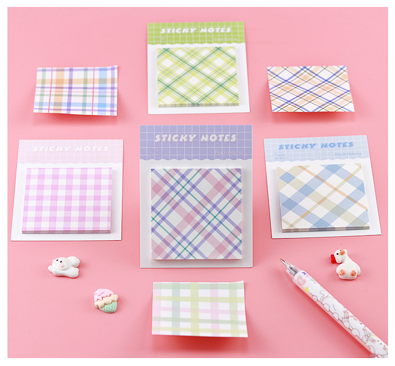 30 Sheets Creative Pastel Checkered Sticky Notes Grid Memo INS 30 ...