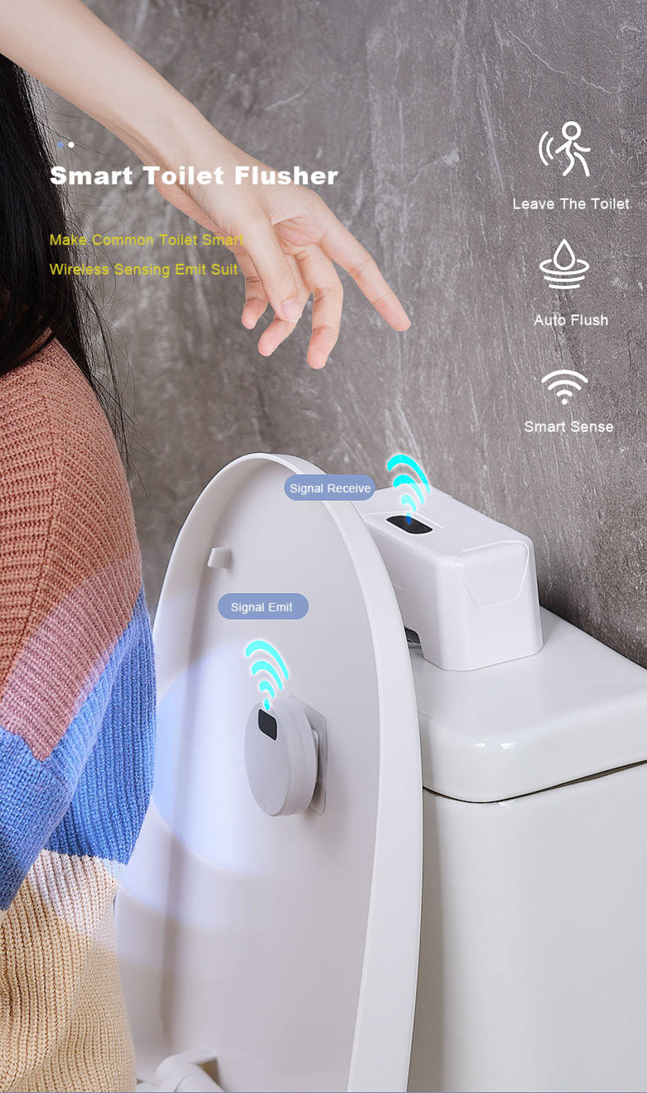 Automatic Toilet Flush Button Touchless Toilet Flusher External ...