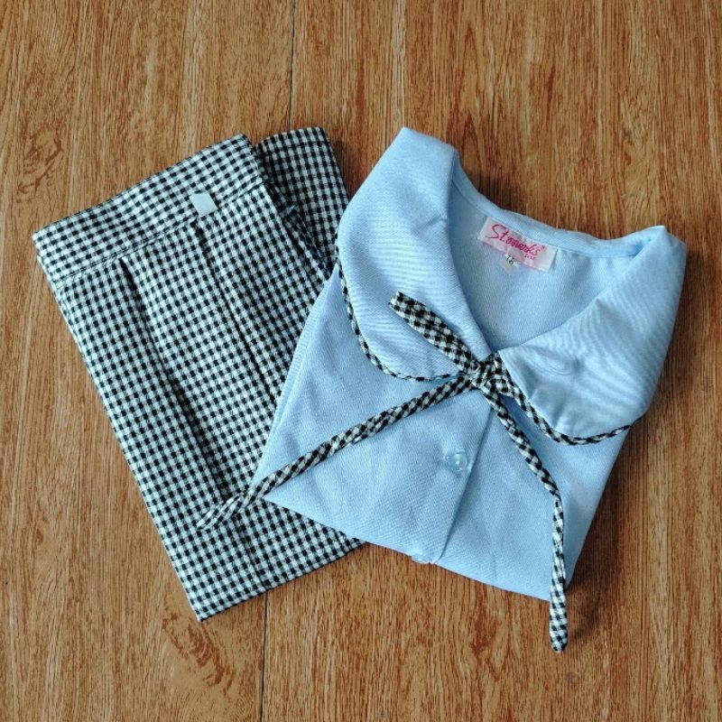 CHECKERED UNIFORM SET/TWO COLORS CHECKERED/KIDS GIRL SCHOOL UNIFORM ...
