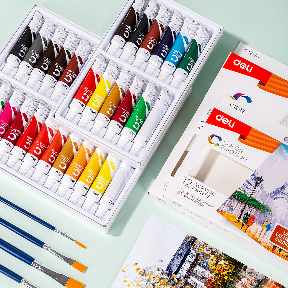 Deli EC12-12 Acrylic Paint Set 12 Colors 12ml 1SET | Shopee Philippines