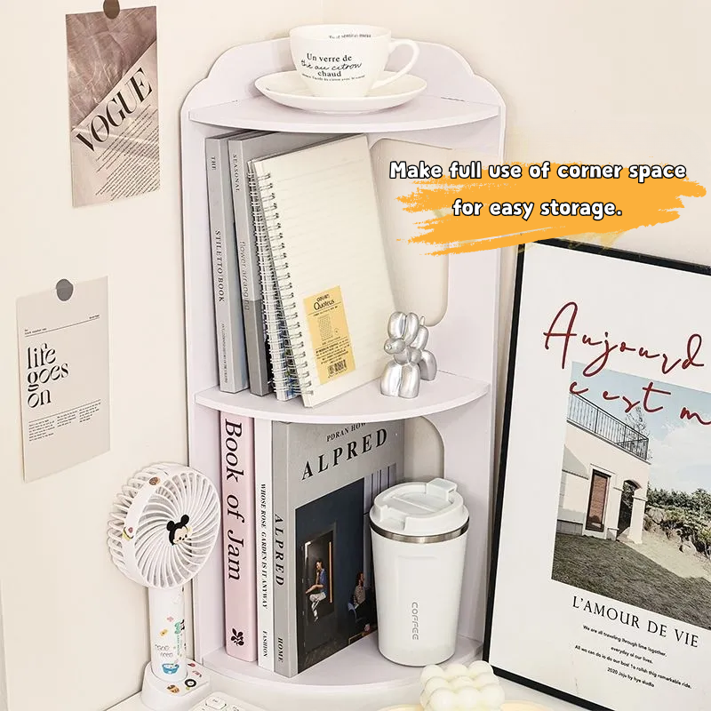 3 Tier Corner Desk Organizer Space Saving Storage Rack Shelf for Office ...