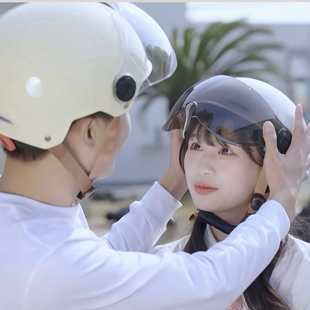 HNJ Half Face Helmet Motorcycle Open Face Helmet For Woman Man Couple ...