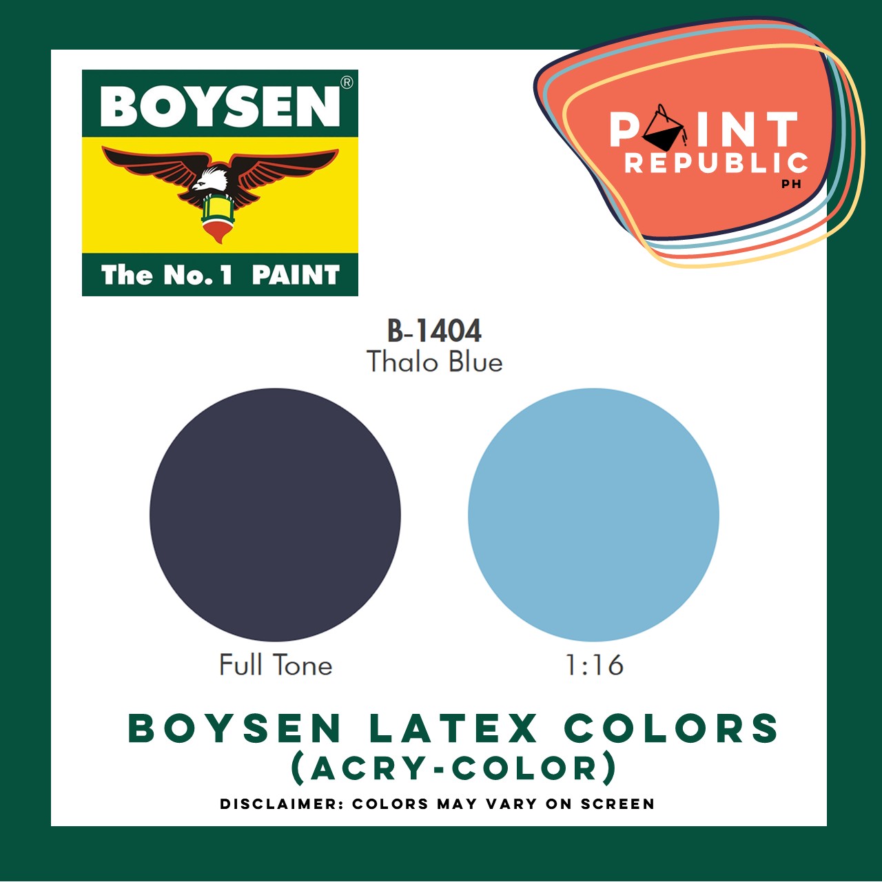 BOYSEN Latex Colors (Acry-color) - Liter and 1/4L Size for Water-based ...