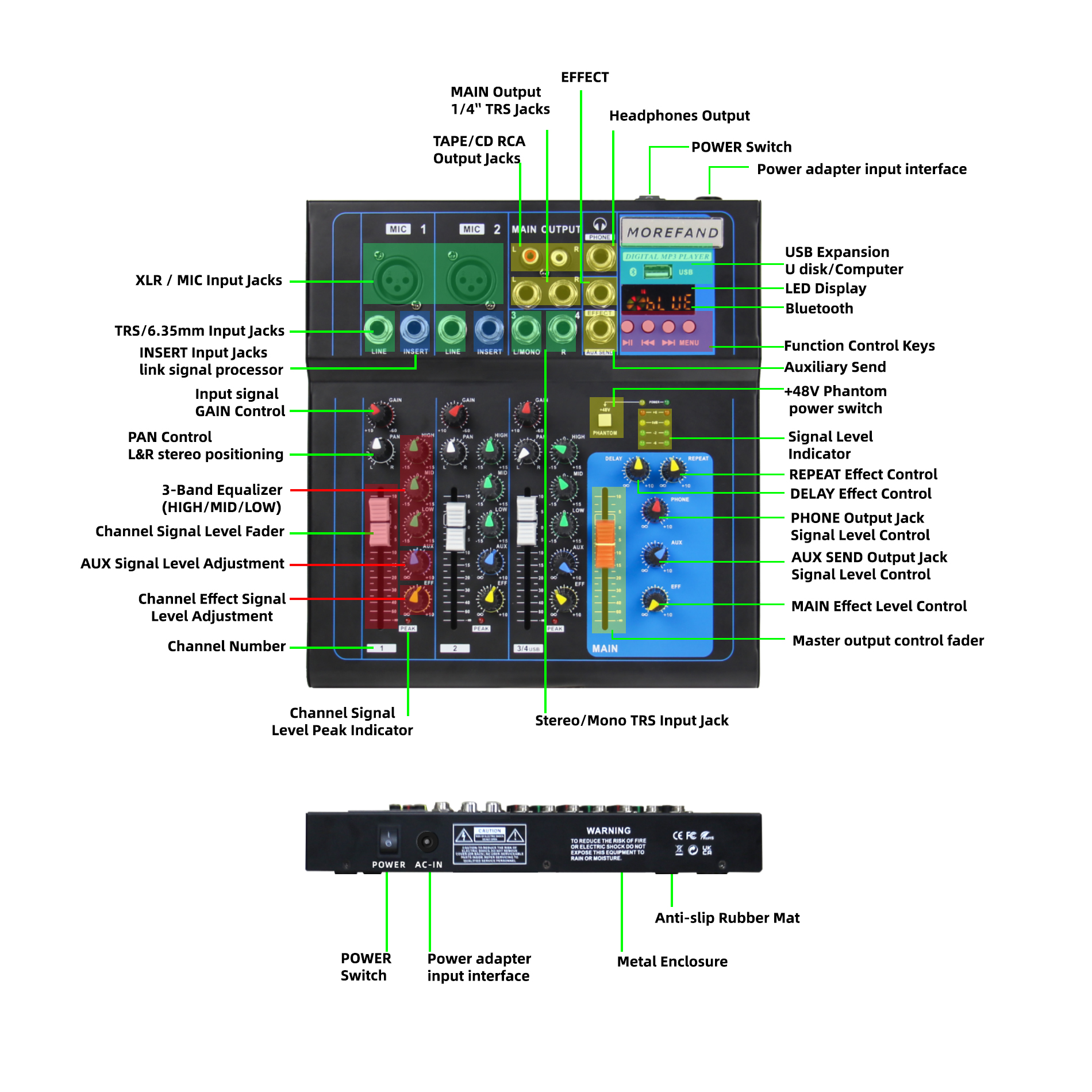 Propesyonal na Audio Mixer 7/4 Channel Mixer MG07BT / MG04BT USB Mixer ...