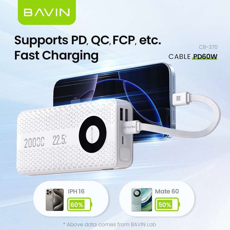BAVIN CB370 60W Fast Charging Mini Cable 25cm Braided Wire for Type-C ...