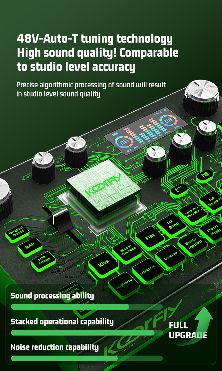 2025 New Model KOORFLY KF01 Sound Card DJ Mixer 48V Microphone Set ...