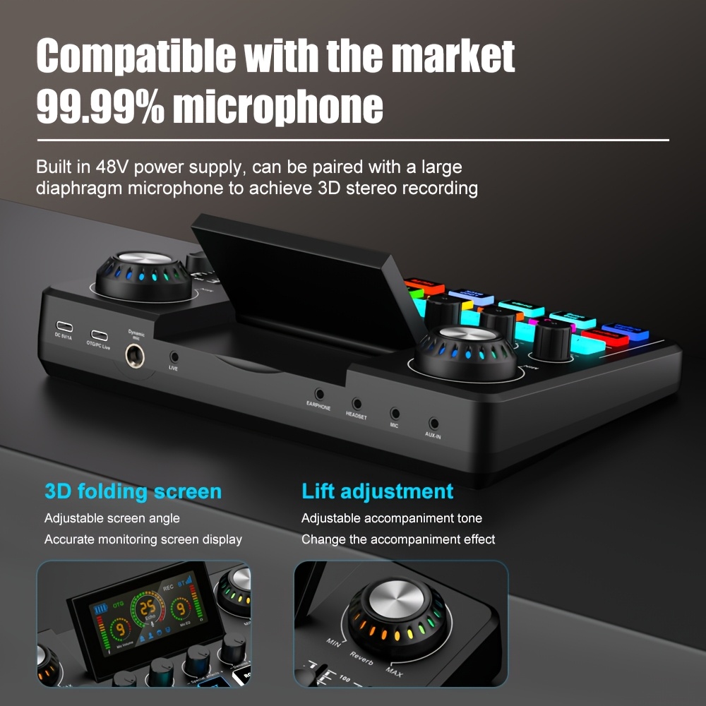 F668 High-End Sound Card Set with Condenser Mic, Professional Audio ...