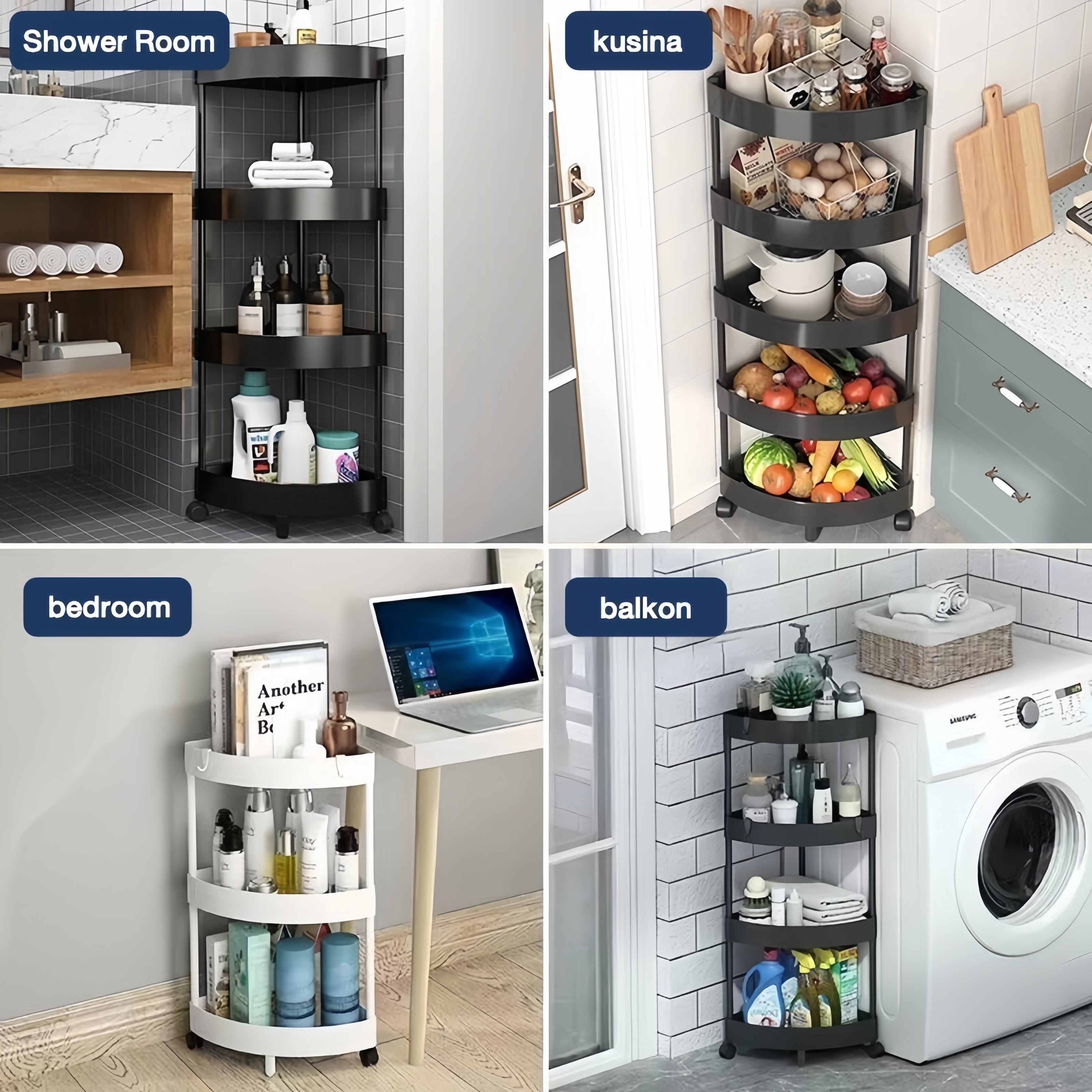 ROMART Kitchen Organizer Storage Rack With Wheel Bathroom Organizer ...