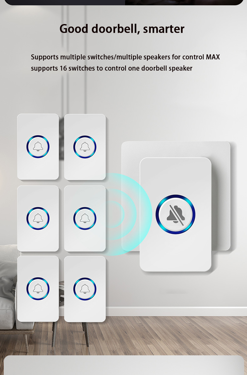 Home long distance doorbell smart electronic remote control bell pager ...