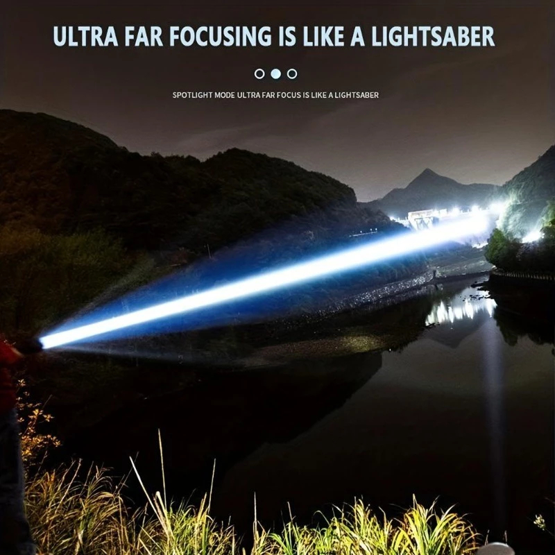Gold Star Laser Zoom Tactical Flashlight Rechargeable Heavy Duty ...
