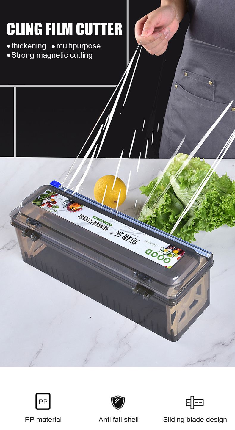 Plastic Cling Wrap Refillable Plastic Wrap Dispenser with Slider Cutter ...