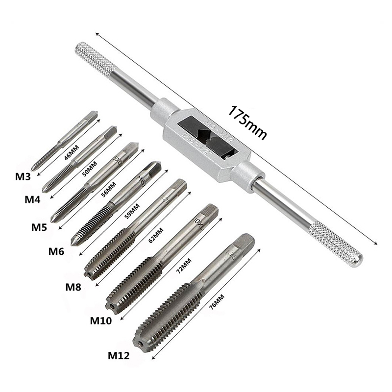 5/7PCS Hand Screw Thread Tap Wrench Retreading Rethreading Tool Set DIY ...