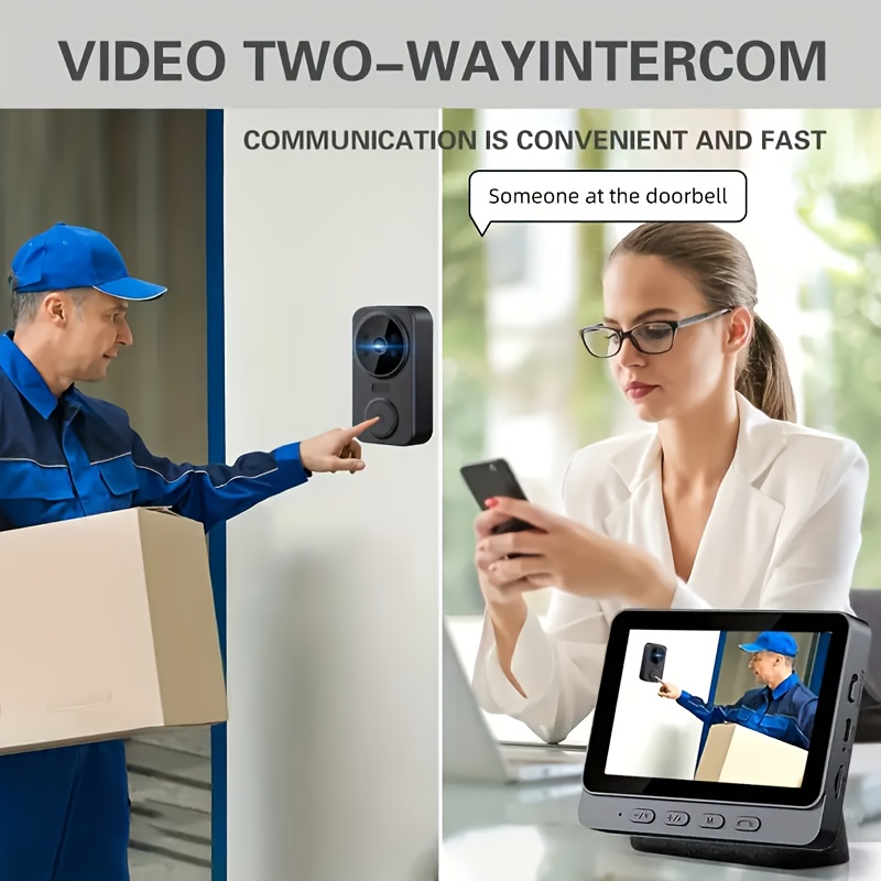 PGST Wireless Visible Doorbell Display Screen Intelligent Two-Way ...