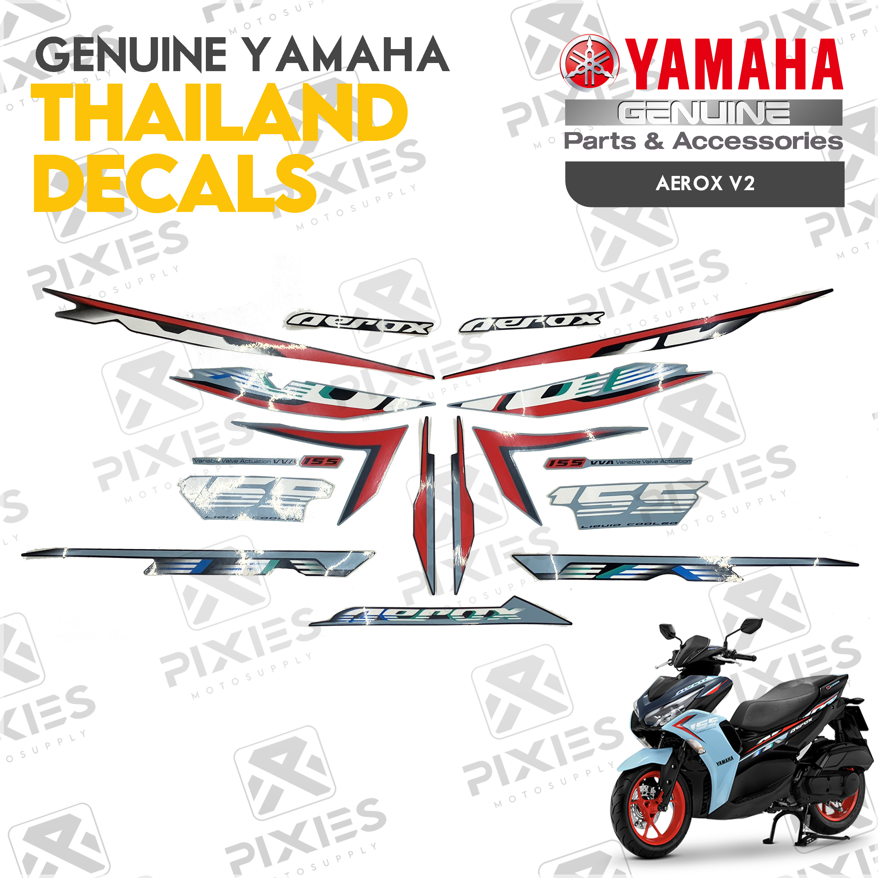 YAMAHA AEROX V2 THAILAND DECALS STICKER SET FOR YAMAHA AEROX VERSION 2 ...