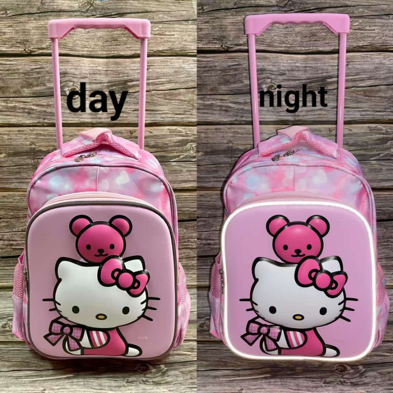 TYK 14 inches backpack with trolley cartoon design with reflector ...