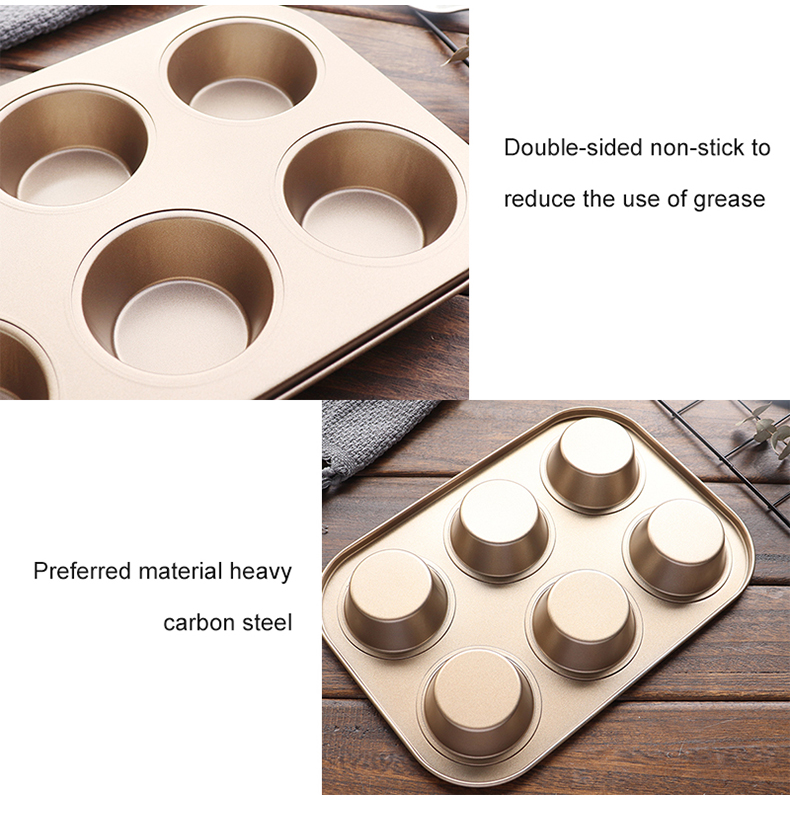 6/12 Cup Round Muffin Pan Non-Stick Dessert Baking Molder Cupcake ...