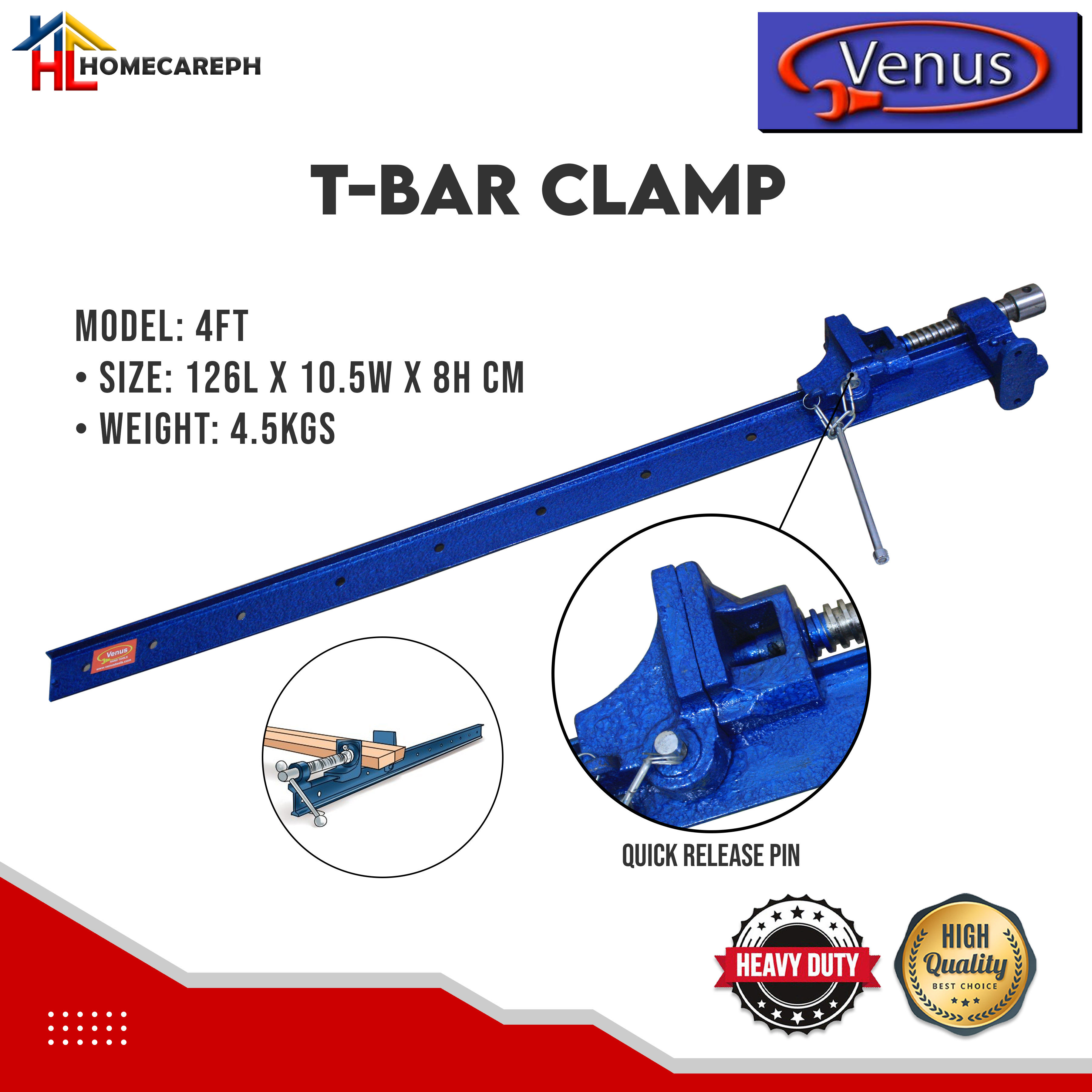 Venus Heavy Duty T-Bar Clamp 4ft | Shopee Philippines