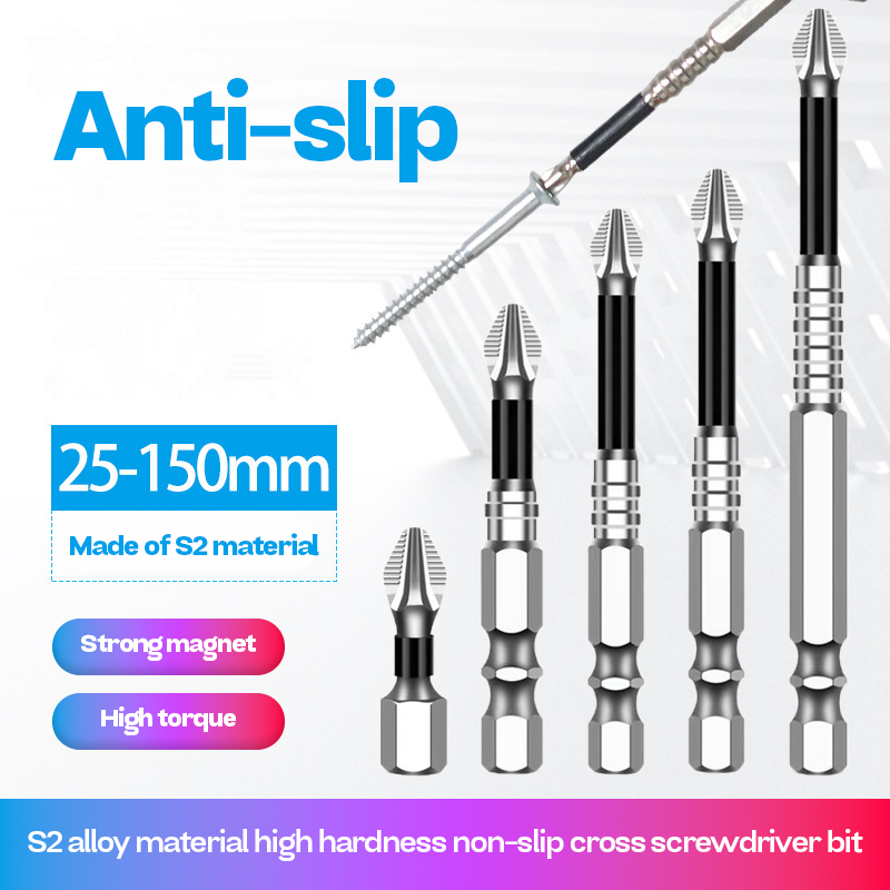 6pcs Magnetic Screwdriver Bits Set Anti-Slip PH2 Standard Phillips ...
