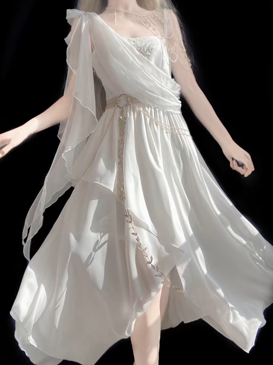 Tears Of Themis Lolita Dress Greek Goddess Cosplay Costume White ...