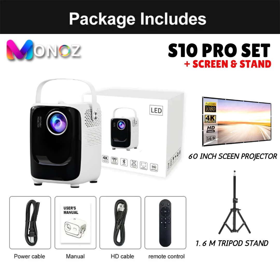 4K Android Projector S10 FULL HD 5G WIFI LED Video Netflix Mini ...