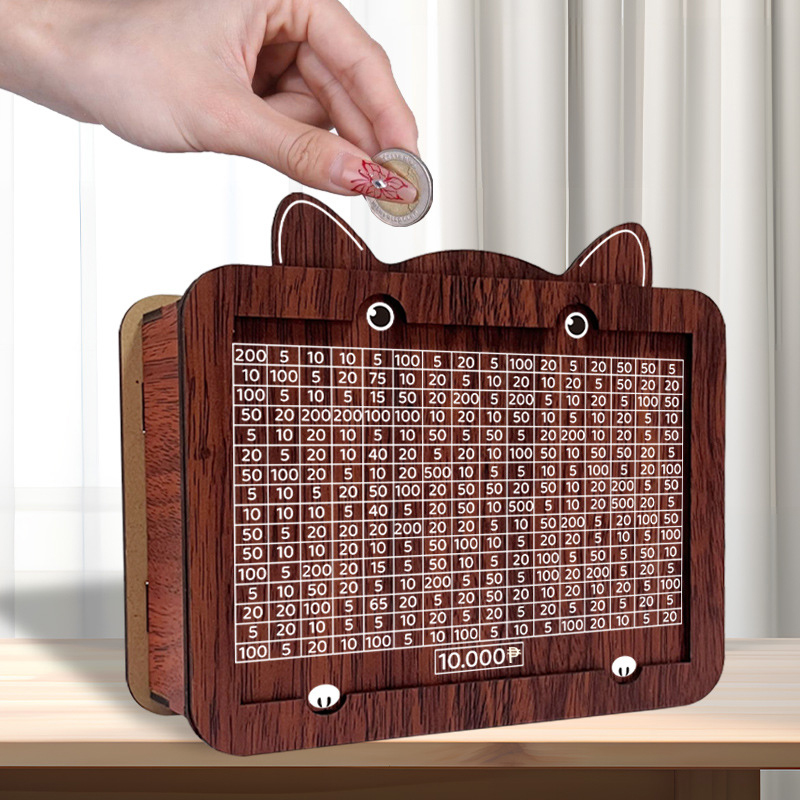 【PHP 10000】Alkansya Ipon Challenge Coin Bank Reusable Wooden Alkansya ...