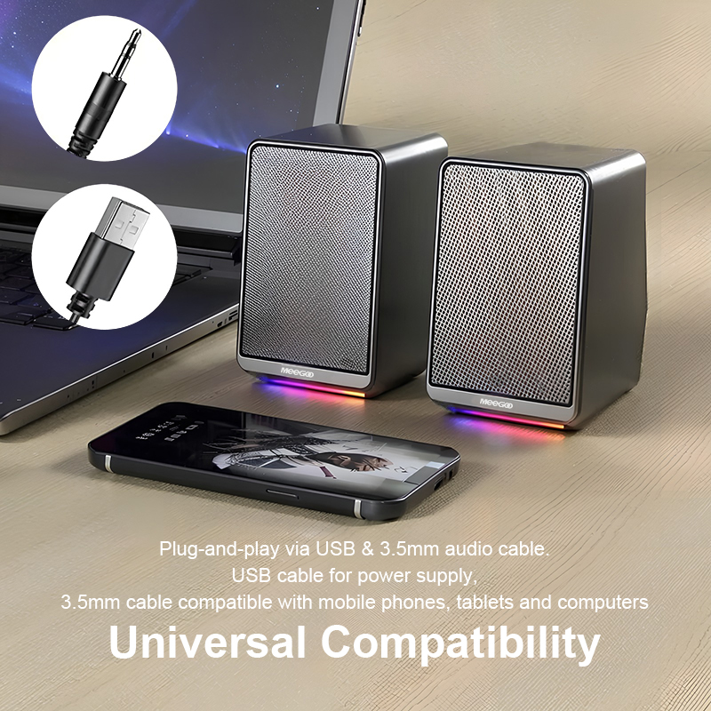 MeeGoo PC RGB Speaker Desktop Surround Stereo Computer Speaker Gaming ...