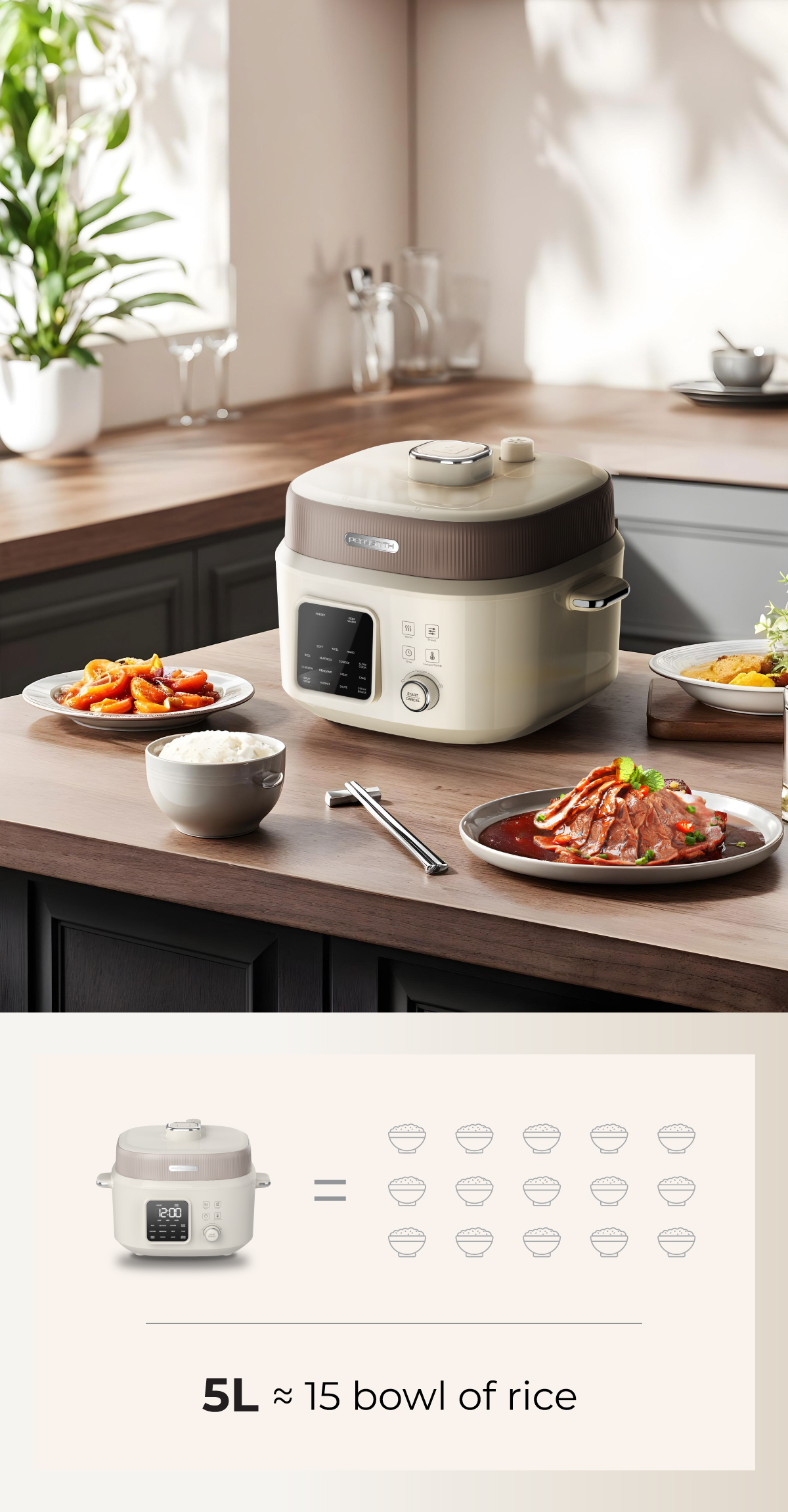 PerySmith PC1000 5L Pressure Cooker EasyCooking Series | Shopee Philippines