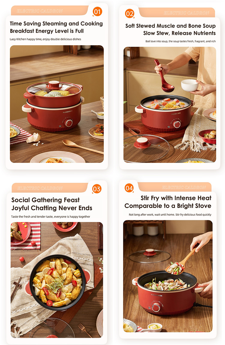 5L Electric Cooker 1000W Hot Pot Non-Stick Multi-Function With Steamer ...