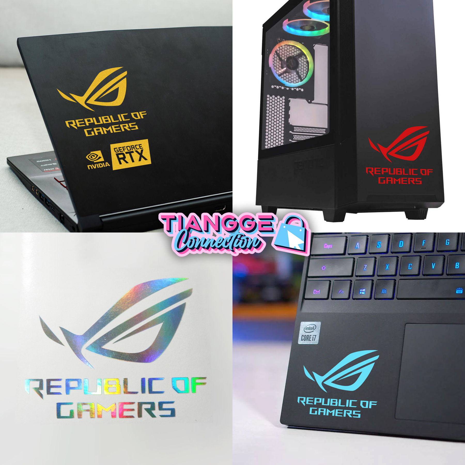 ROG vinyl sticker (republic of gamers) decal for pc case, laptop, phone ...