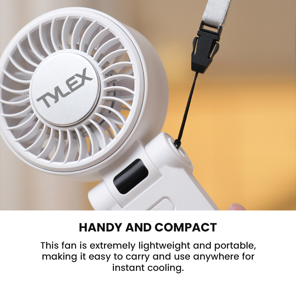 Tylex XM38 Foldable Handheld Foldable Fan 4000mAh with neck lace and HD ...