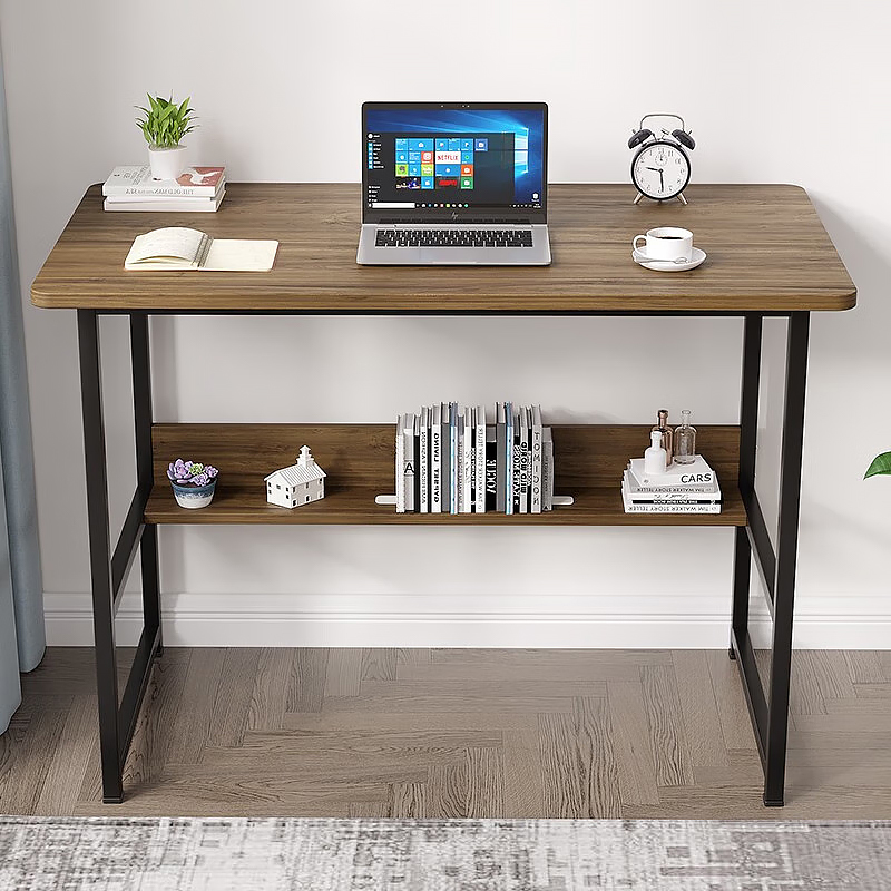 Wooden Study Table PC Desk with Rack Bookshelves,Computer Work Table ...