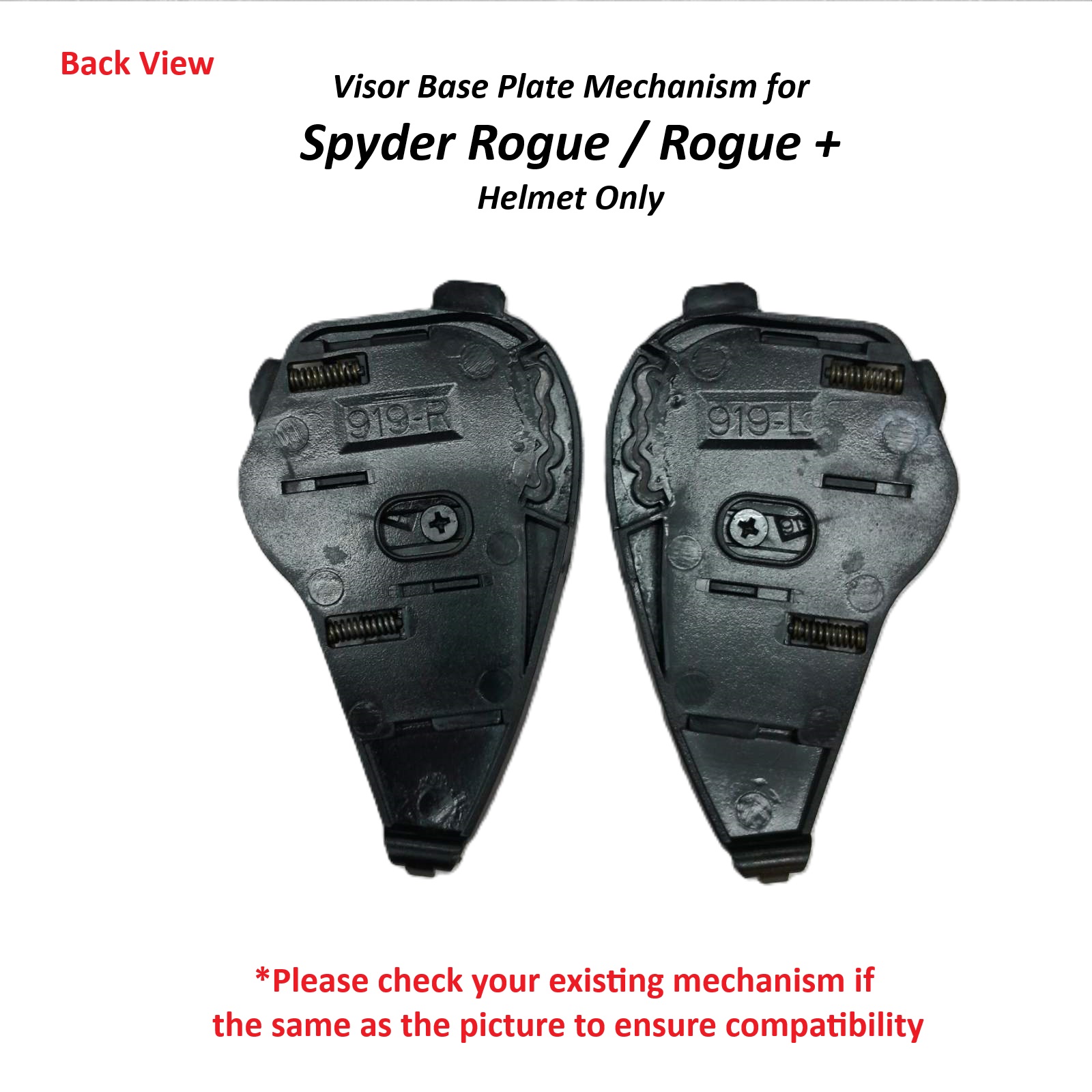 Spyder Rogue and Rogue+ Spare Visor Base Plate Mechanism FULL FACE ...