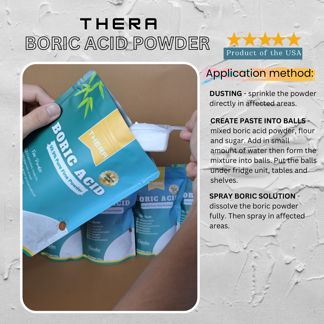 THERA 600g Boric Acid Powder for Pest Control Cockroach Ants fleas Bait ...