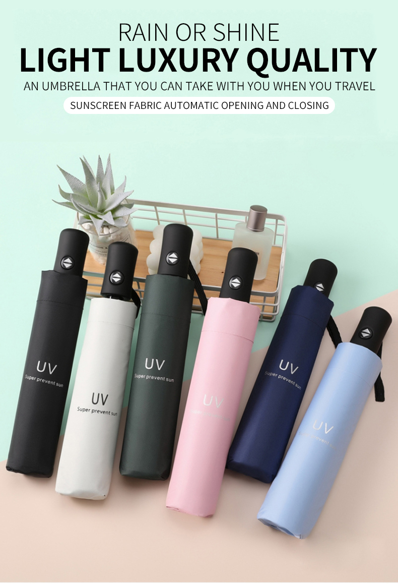 Umbrella Folding Auto UV Sunscreen Anti-Stress Multi-color optional ...