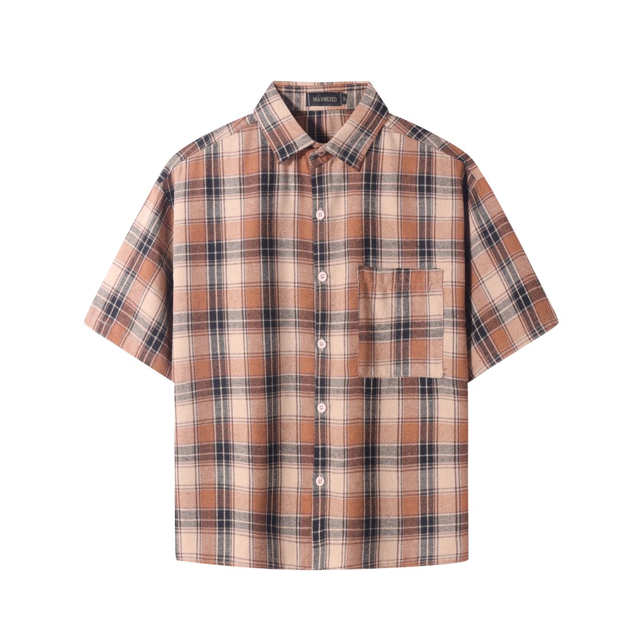 HUILISHI X MANNERED Boxy Shirt for Men Cropped Polo Box Fit Plaid ...