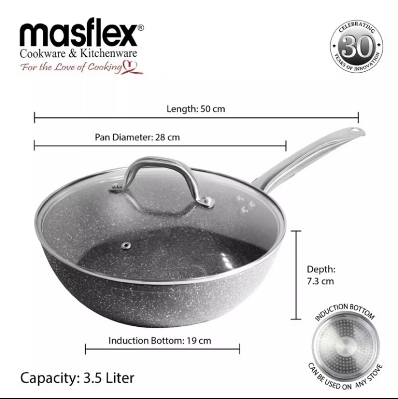 Masflex Original Bundle of 4 Stone Forged Non-Stick Induction Ready ...