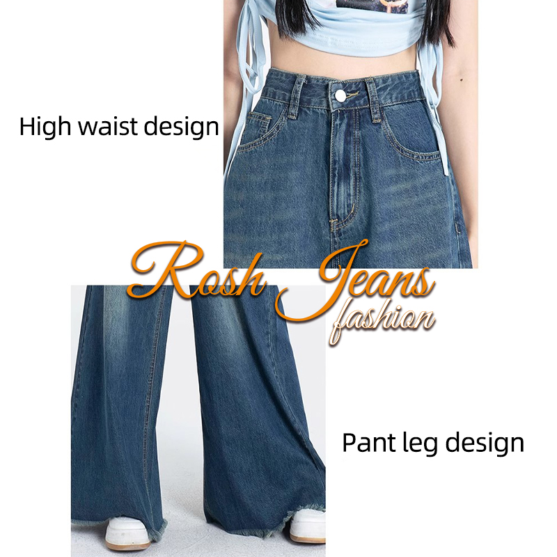 Rosh_Jeans Pants for Women Baggy Jeans pants Wide Leg retro denim High ...