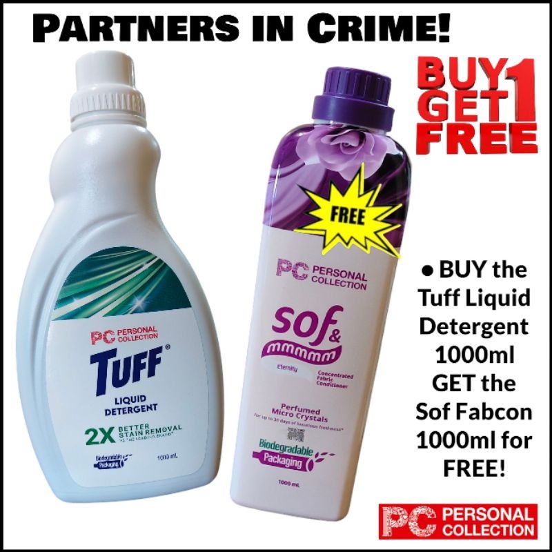 PC Tuff Liquid Detergent 1000ml + Sof Fabcon Eternity 1000ml | Shopee Philippines