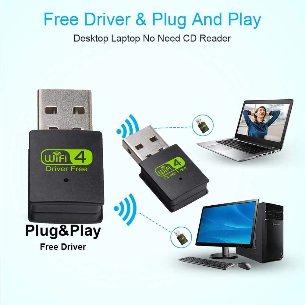 600Mbps USB WiFi Bluetooth 5.0 2-in-1 Adapter, Dual Band 2.4/5GHz Driver-Free for PC/Laptop ...