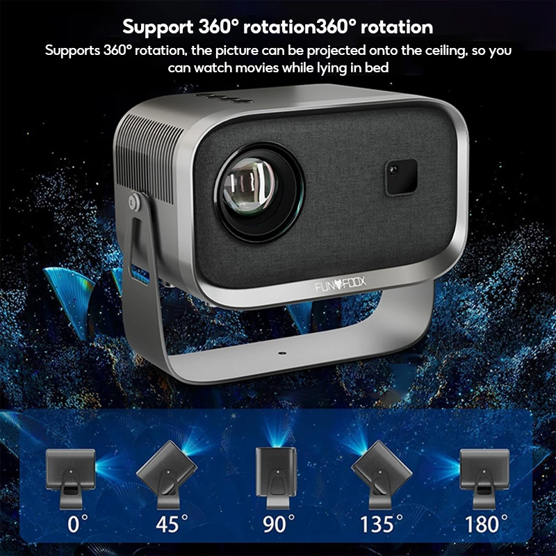 【360° rotation】FUNFOOX VENO projector 7200 lumens 350ANSI Netflix ...