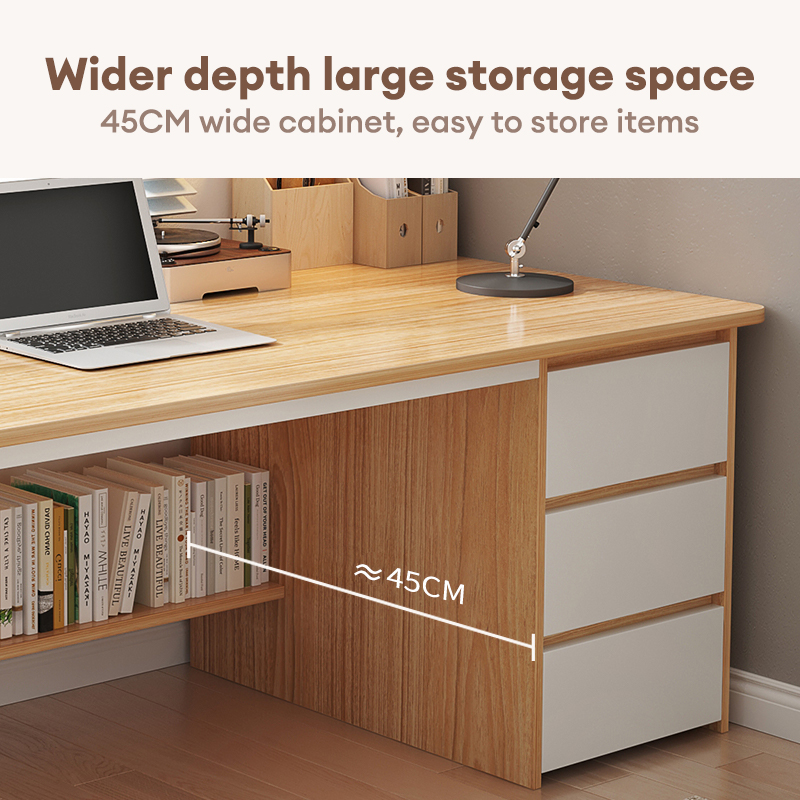 ALOVE Study Computer Table Office Desk With Drawers & Shelves Storage ...