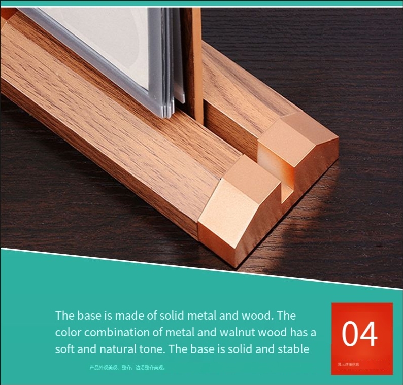Walnut Flip Table Card pvc Menu Binder Display Stand A4/A5/A6 Wooden ...