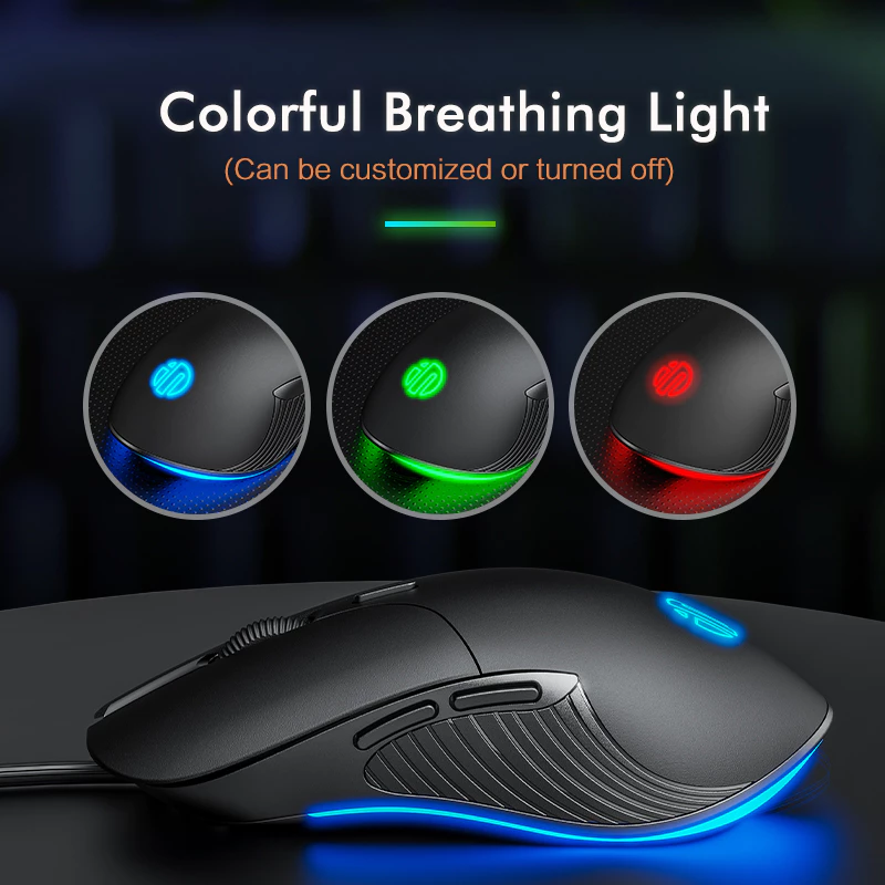 Inphic B1 Wired Gaming Mouse 6 Buttons Programmable RGB Light ...
