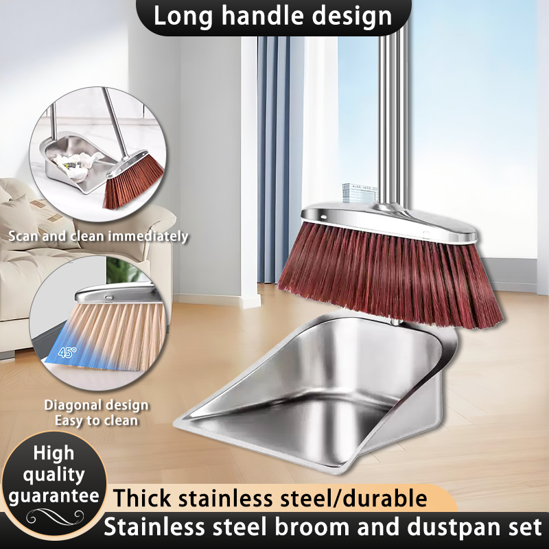 Stainless steel vertical dustpan broom for household cleaning long ...