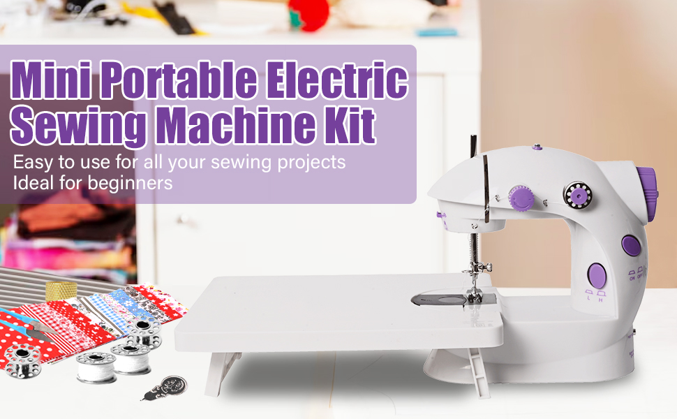 H1 K1tty | 2-Speed Double Thread Mini Electric Sewing Machine Portable ...