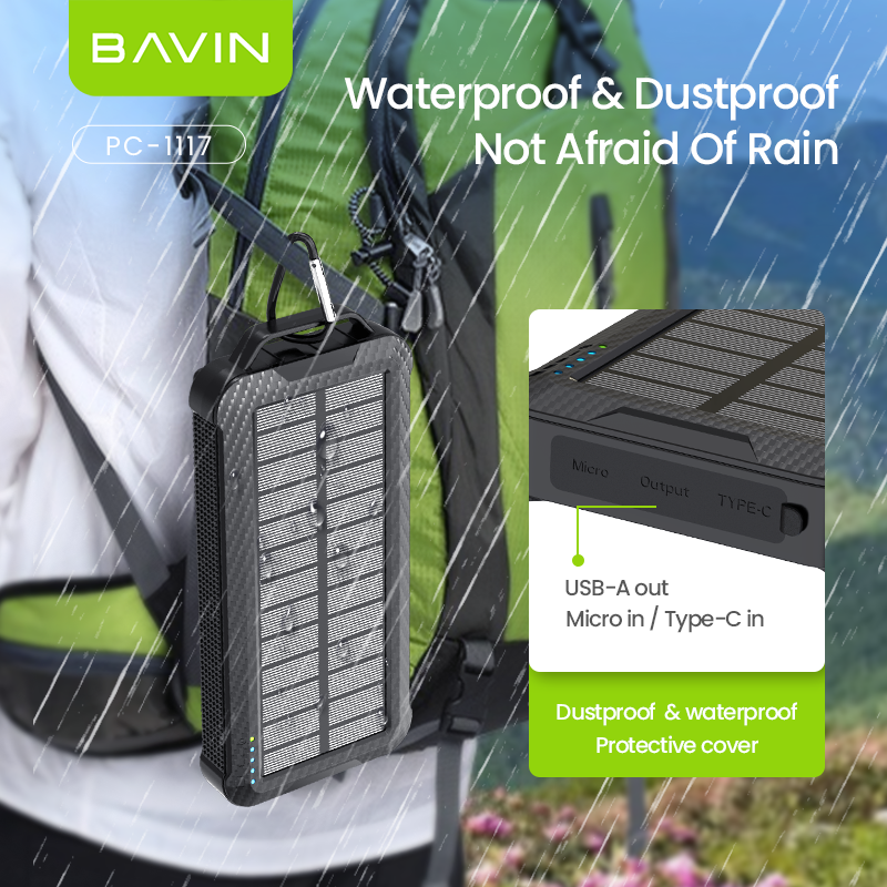 BAVIN PC1117 10000mAh Wireless Solar Powerbank w/ 6 Output Ports and Strong LED Light | Shopee ...