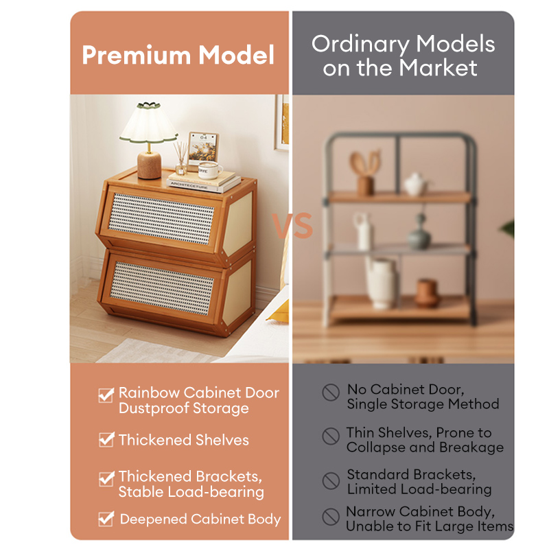 Bamboo Storge Organizer Flip Top Stackable Box Organizer Storage home ...