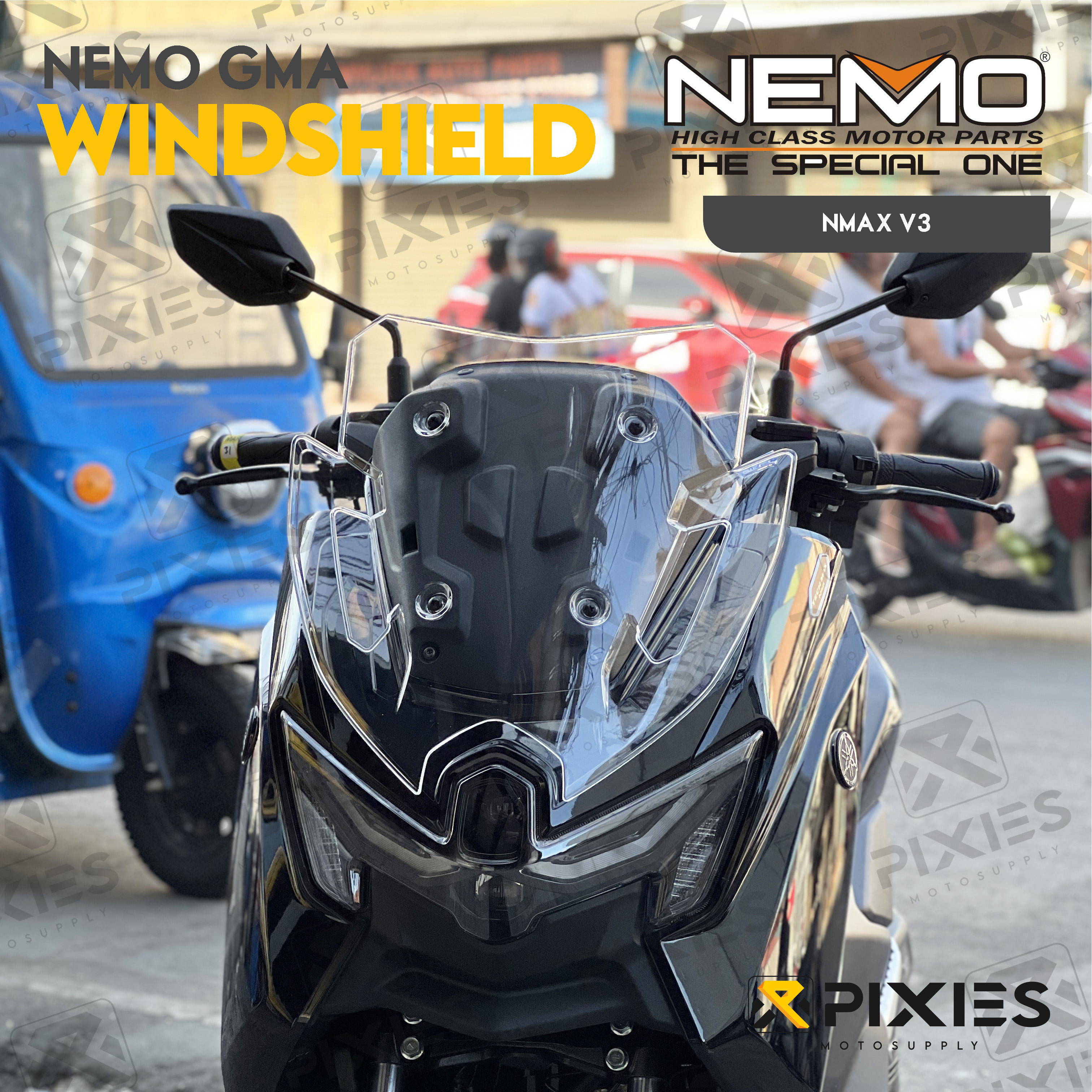 NEMO CLEAR WINDSHIELD SMOKED WINDSHIELD BLACK VISOR FOR YAMAHA NMAX V3 ...